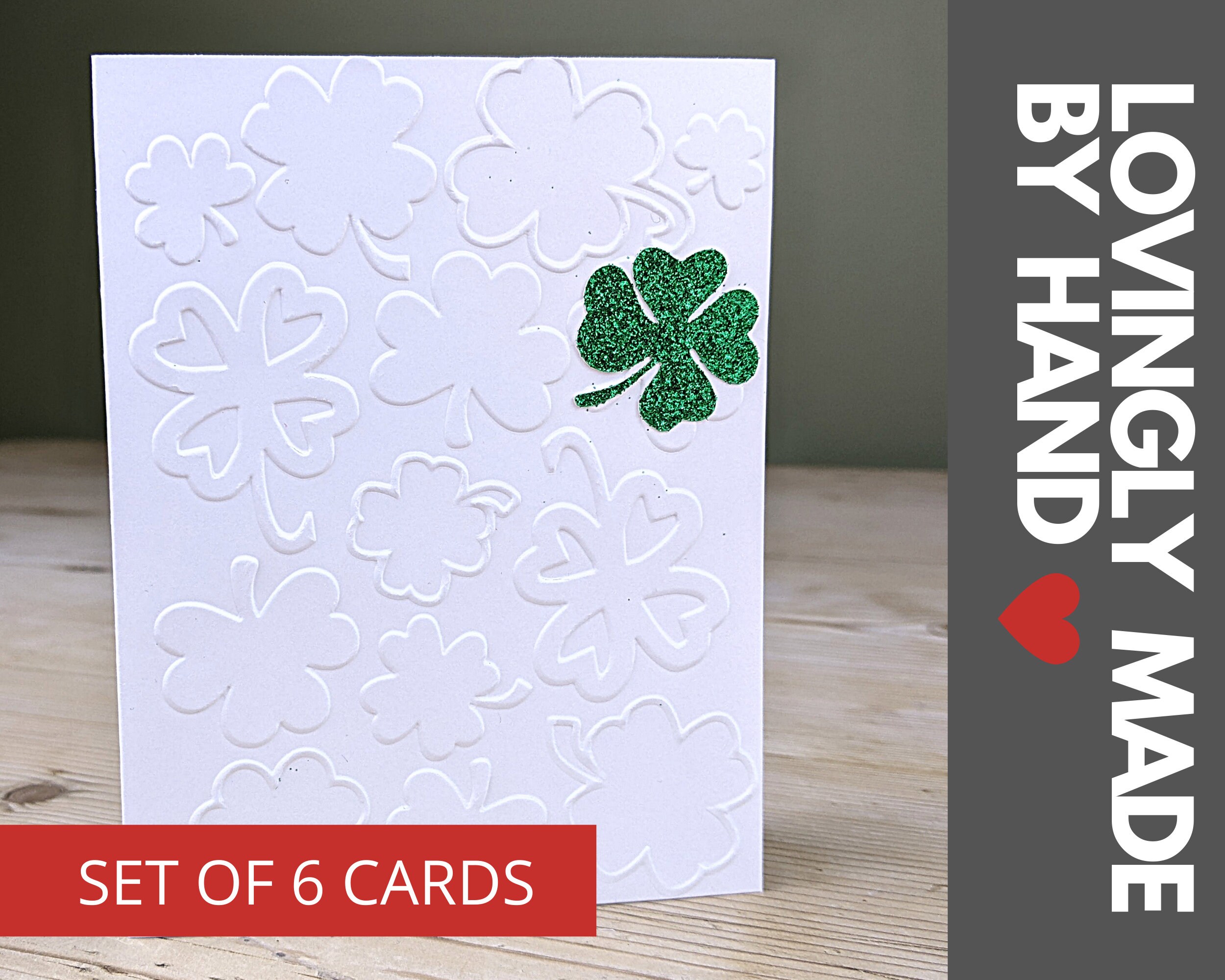 Set of 6 Embossed Four Leaf Clover Cards Blank St Patricks - Etsy