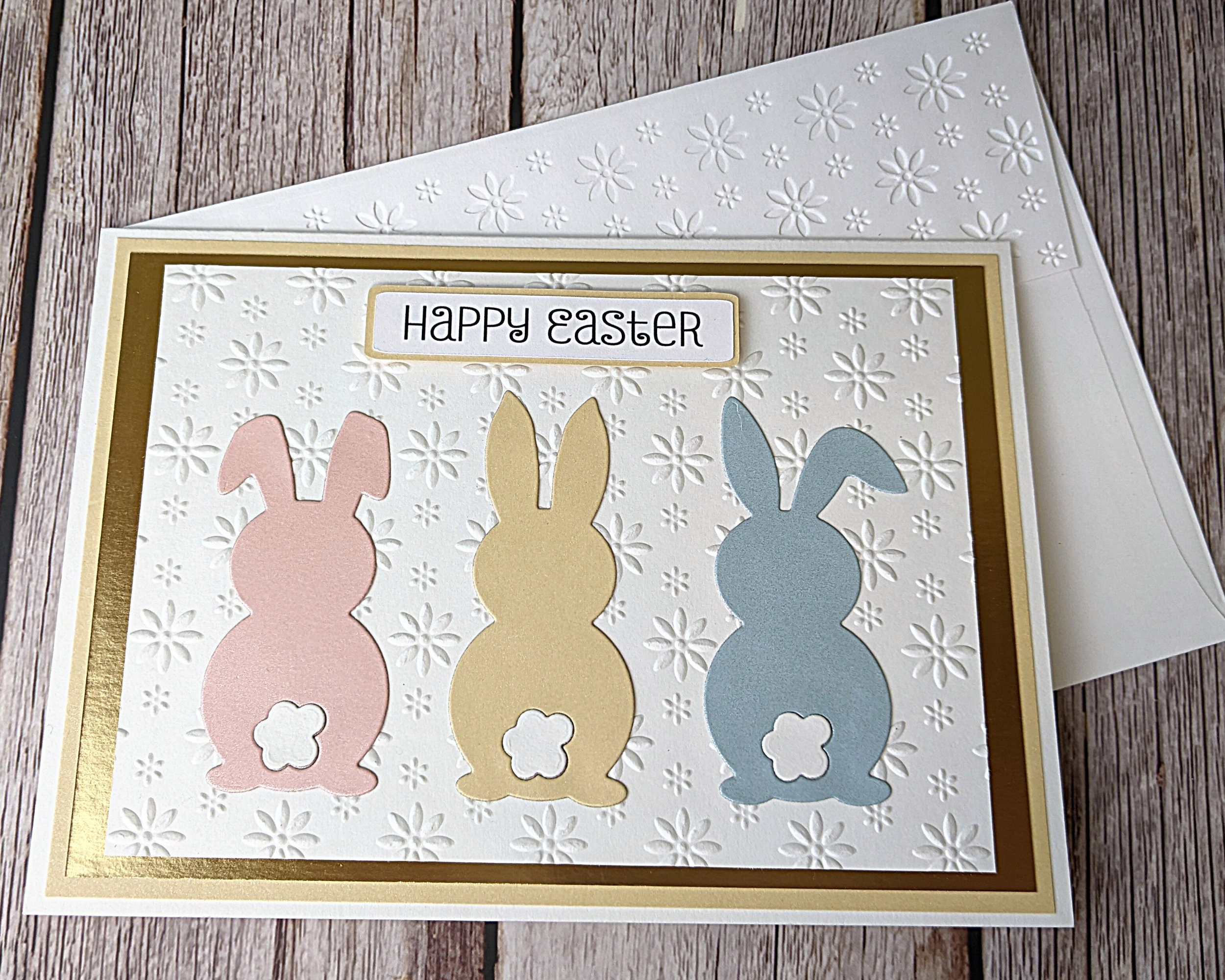 Personalizable Handmade Happy Easter Card, Cute Easter Card, Bunny ...