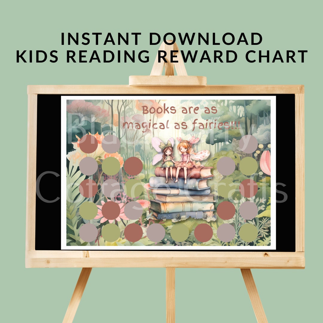 Kid's Cute Fairy Reading Reward Chart, Digital Download, Includes Three ...
