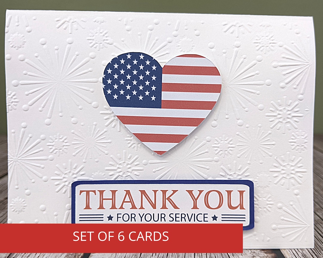 Set of 6 Handmade Thank You for Your Service Cards, Handmade Happy ...