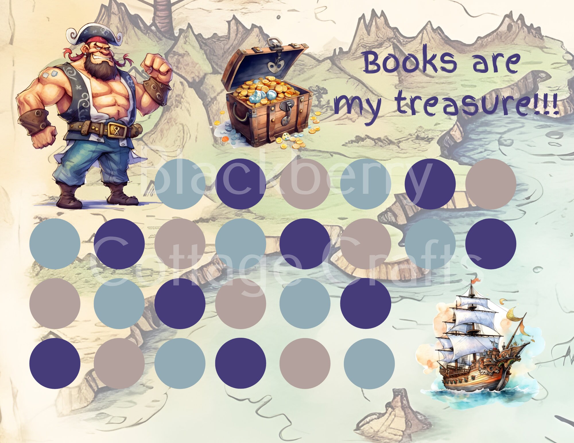Kid's Cute Pirate Reading Reward Chart, Digital Download, Includes ...