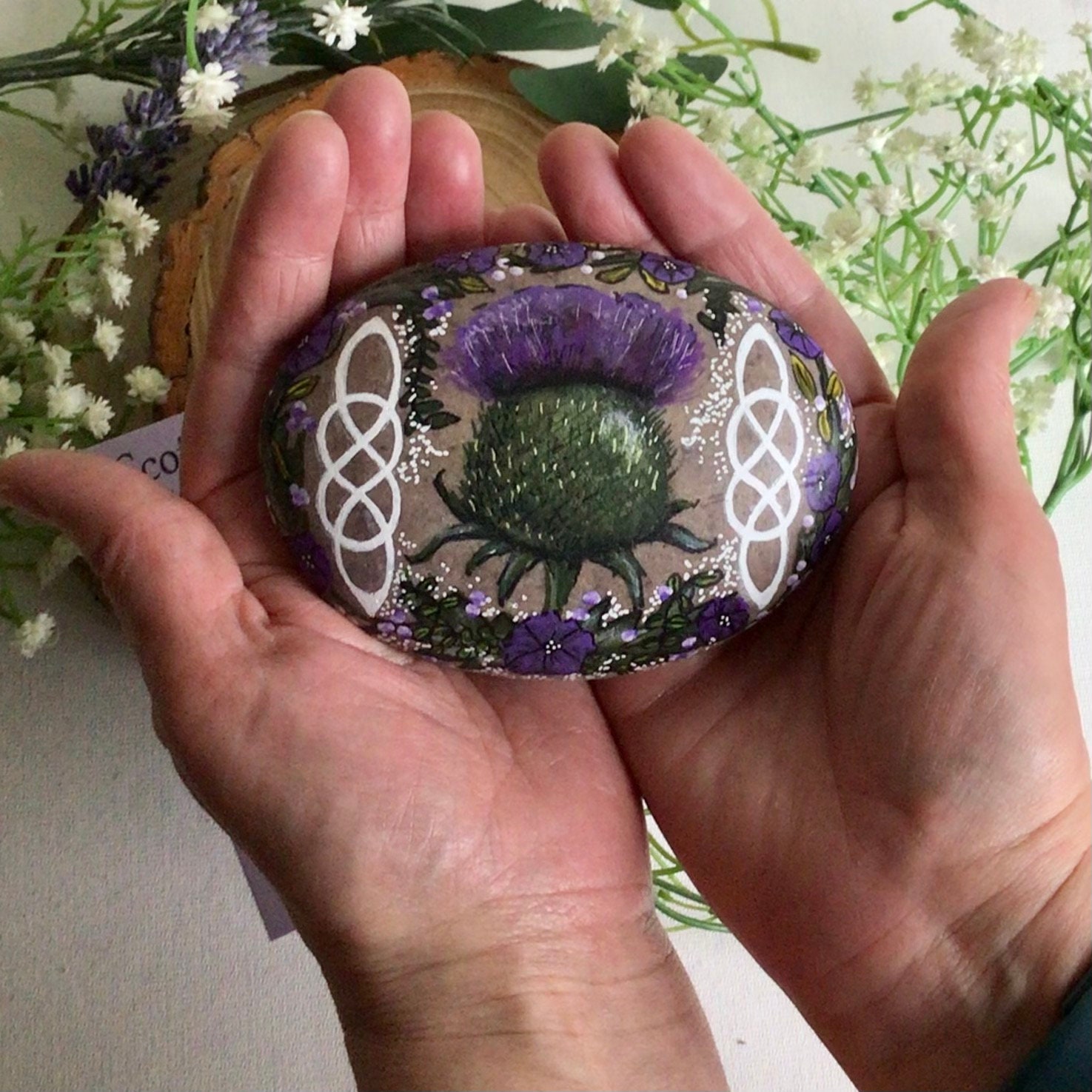 Large Scottish Oathing Stone With Double Celtic Knots and Thistle ...