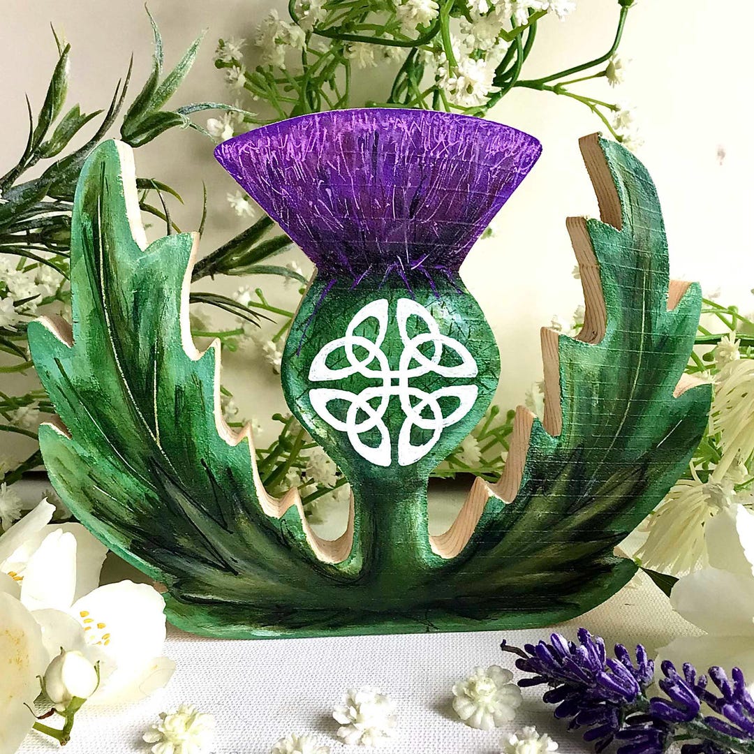 Hand Painted Scottish Thistle With Celtic Knot Design. Freestanding ...