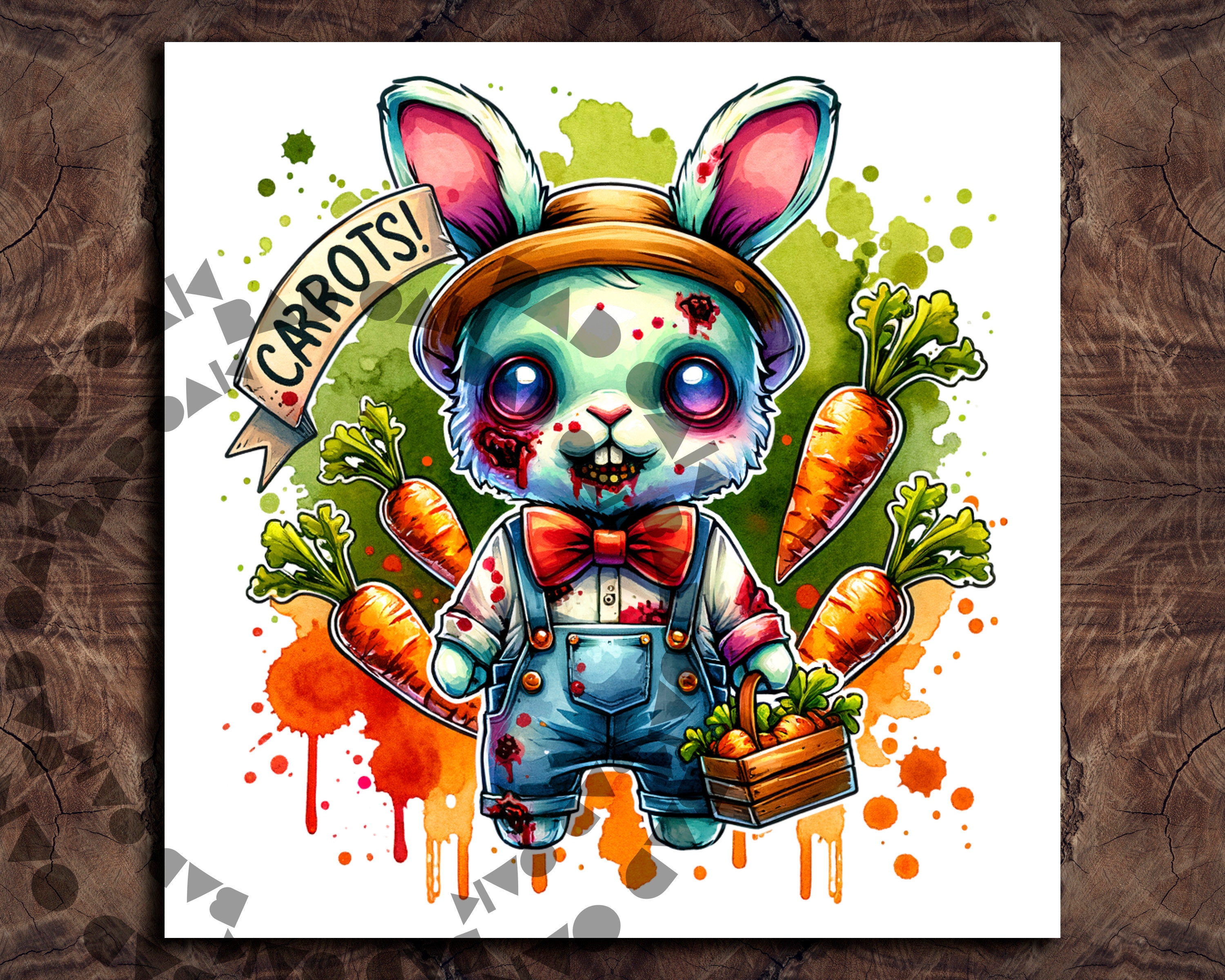 Zombie Bunny Carrots Farm Clipart Shirt Sublimation Design Digital ...