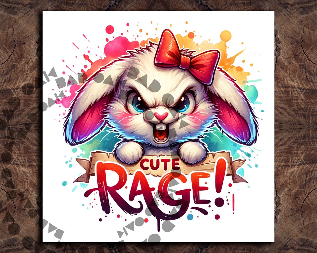 Funny Cute Rage Bunny Farm Clipart Shirt Sublimation Design Digital ...