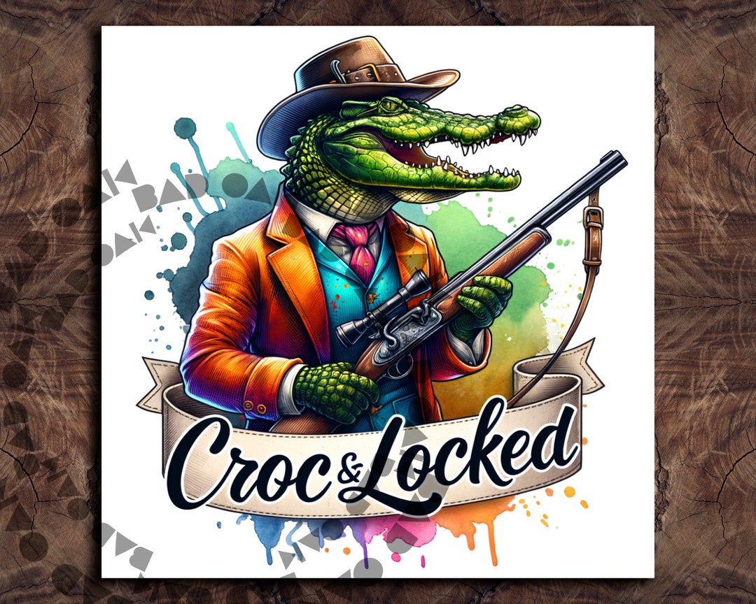 Funny Croc and Locked Hunting Clipart Shirt Sublimation Design Digital ...