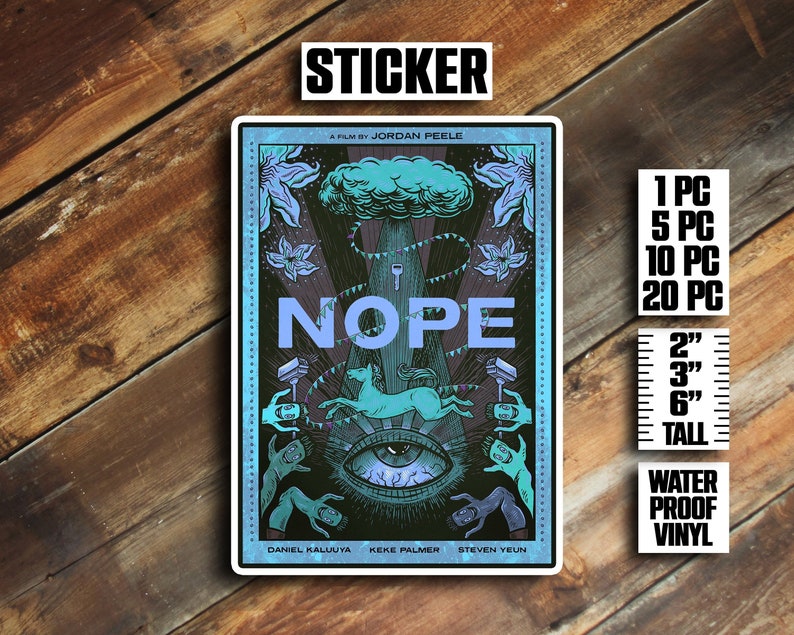 NOPE Movie Sticker, Sci Fi Horror Movie, Alien Spaceship Sticker ...