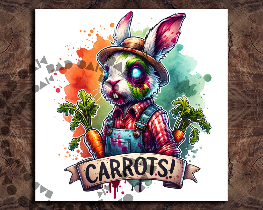 Zombie Bunny Carrots Farm Clipart Shirt Sublimation Design Digital ...