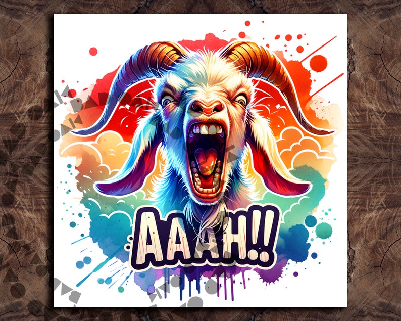 Funny Goat Screaming Clipart Shirt Sublimation Design Digital Download ...