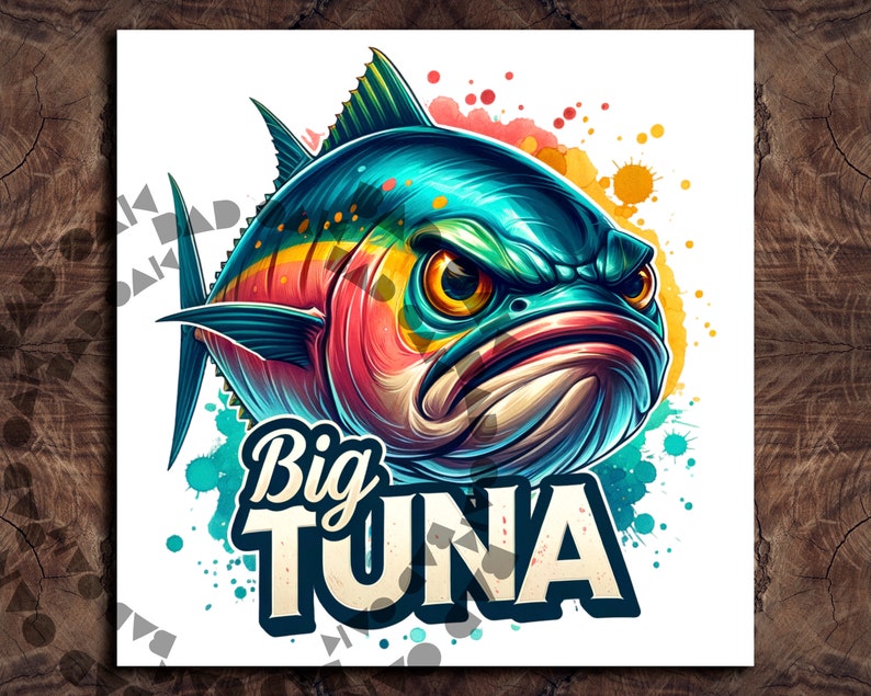 Funny Big Tuna Fishing Farm Clipart Shirt Sublimation Design Digital ...