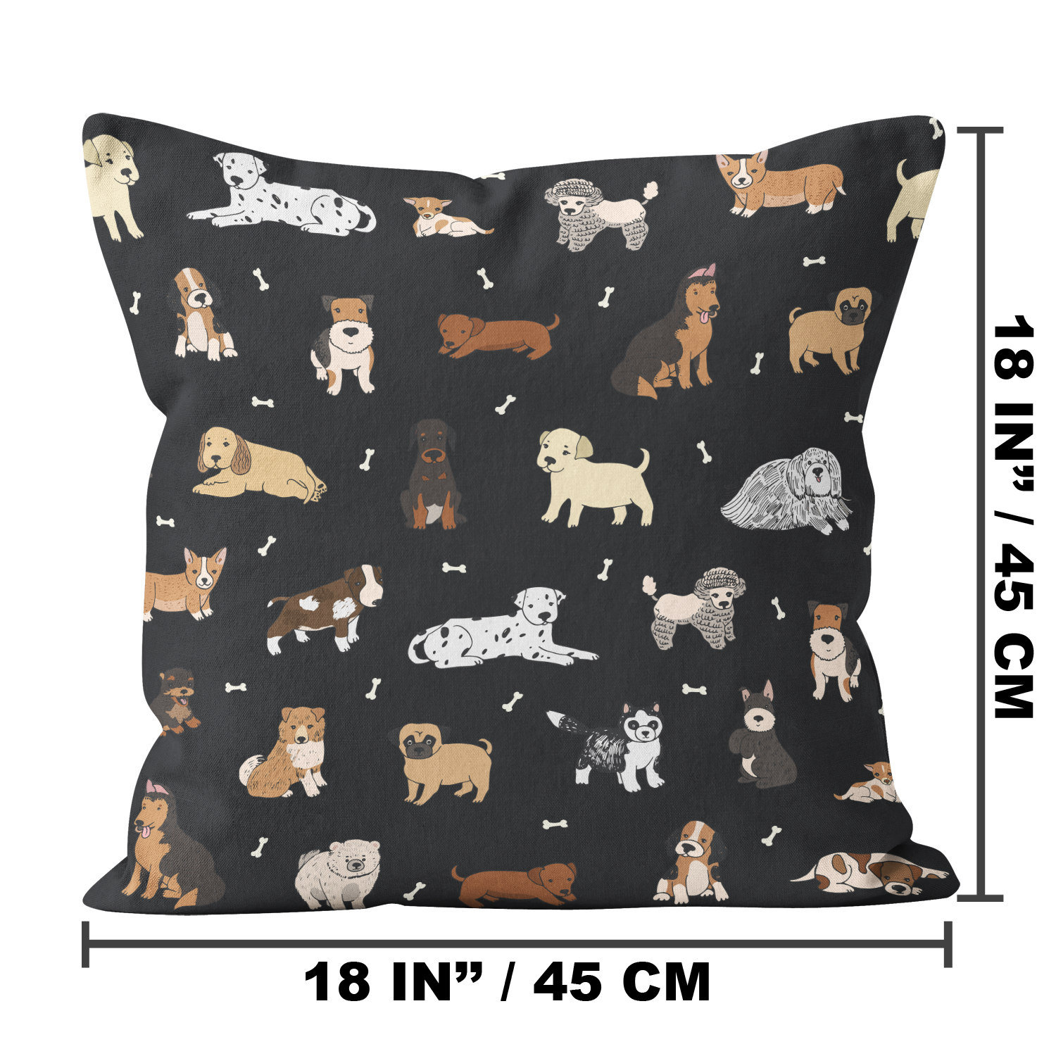 Set of 2, Cute Cartoon Doodle Puppy Dog Print, Throw Pillow Cover ...