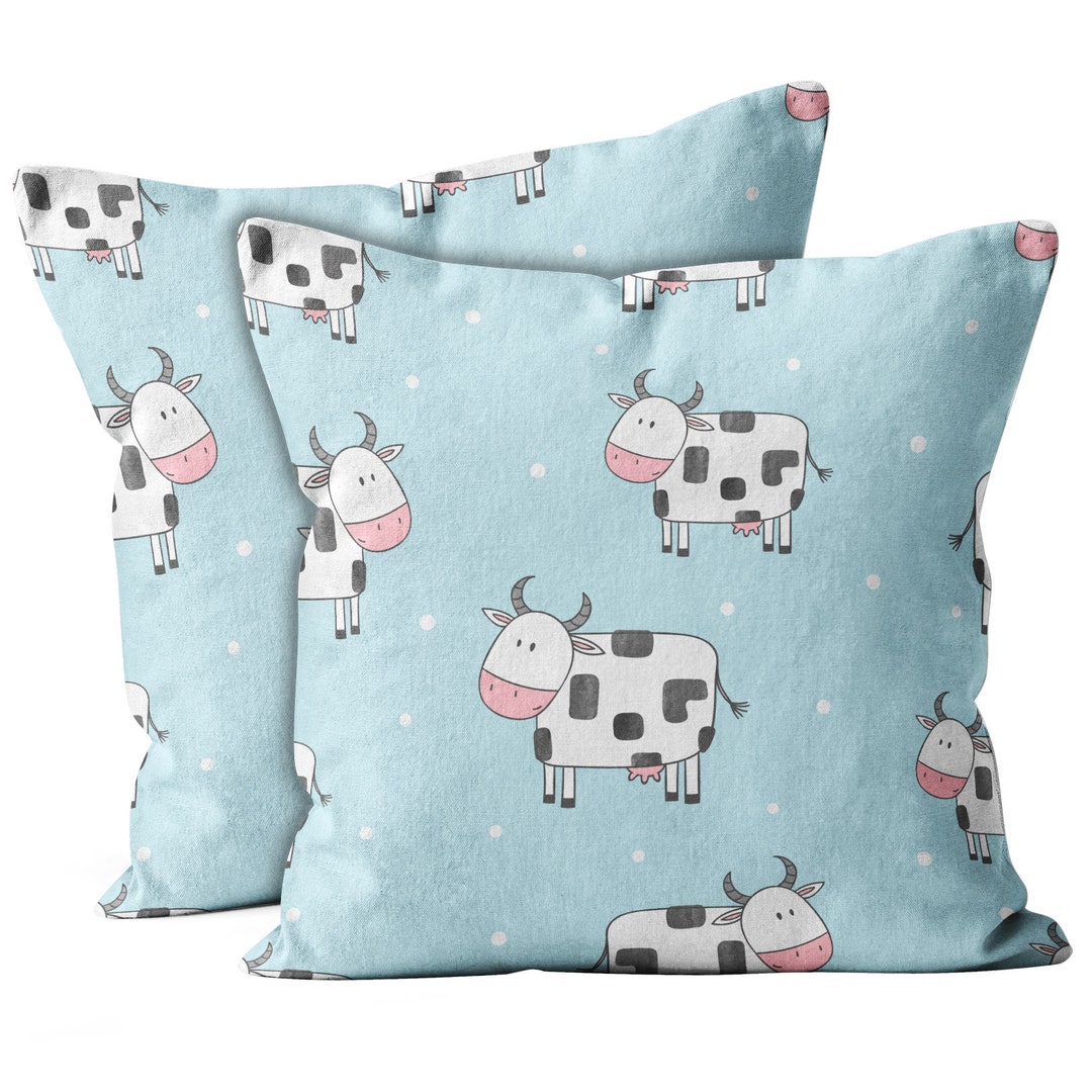 Set of 2, Doodle Cartoon Cows Pattern, Throw Pillow Cover, Double Side ...