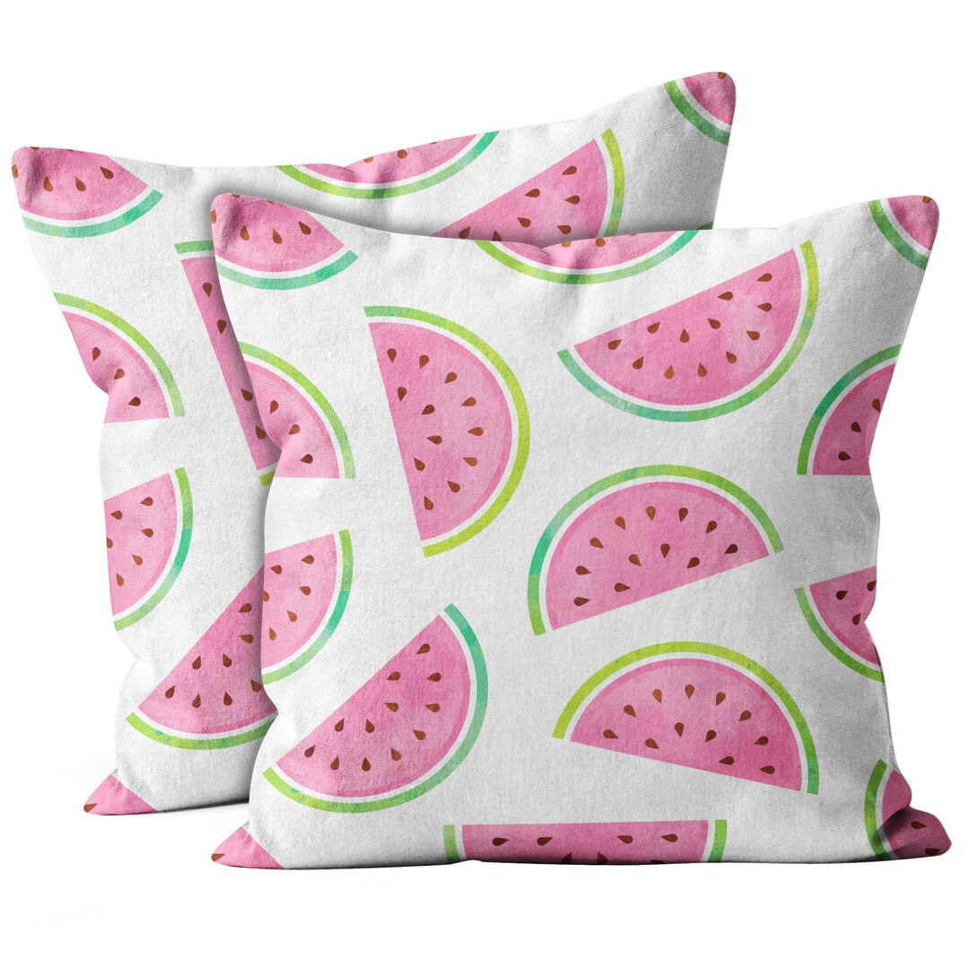 Set of 2, Watermelon Watercolor Print, Throw Pillow Cover, Double Side ...