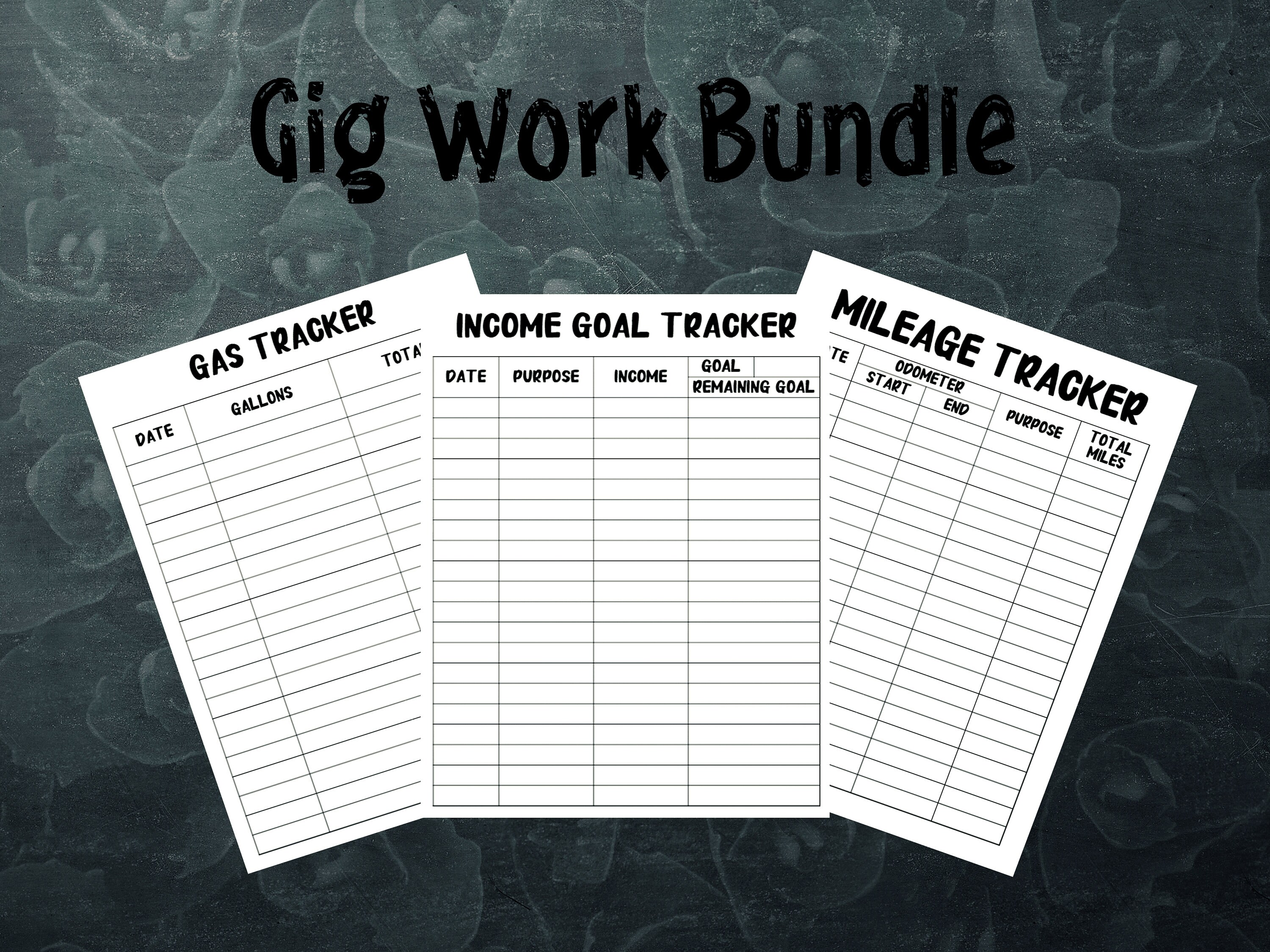 Gas, Mileage, Income Tracker Log Bundle Amazon Flex, Spark, Uber Eats ...