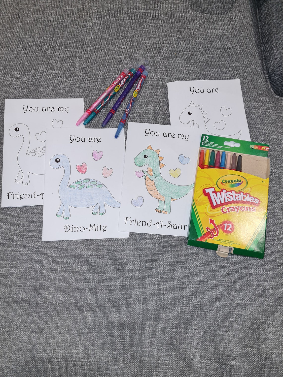 Valentine's Day Dinosaur Printable Coloring Cards, Dinosaur Party ...