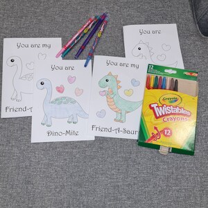 Valentine's Day Dinosaur Printable Coloring Cards, Dinosaur Party ...
