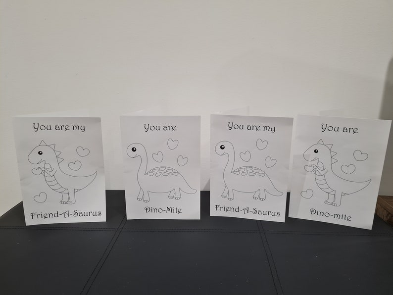 Valentine's Day Dinosaur Printable Coloring Cards, Dinosaur Party ...