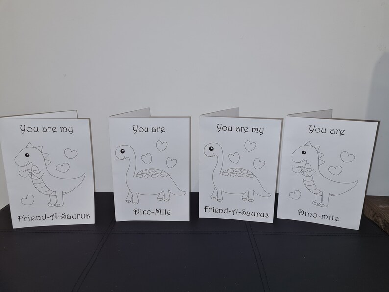 Valentine's Day Dinosaur Printable Coloring Cards, Dinosaur Party ...