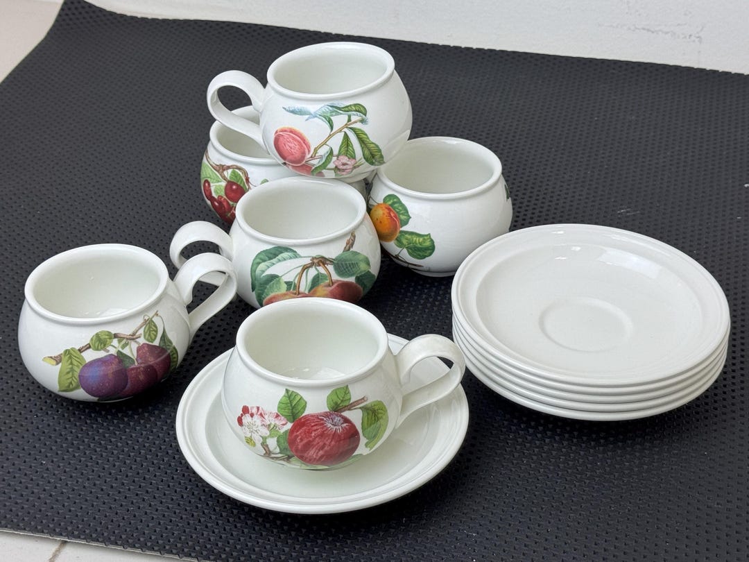Portmeirion Pomona Coffee Tea Cups Unused Set of 6 - Etsy
