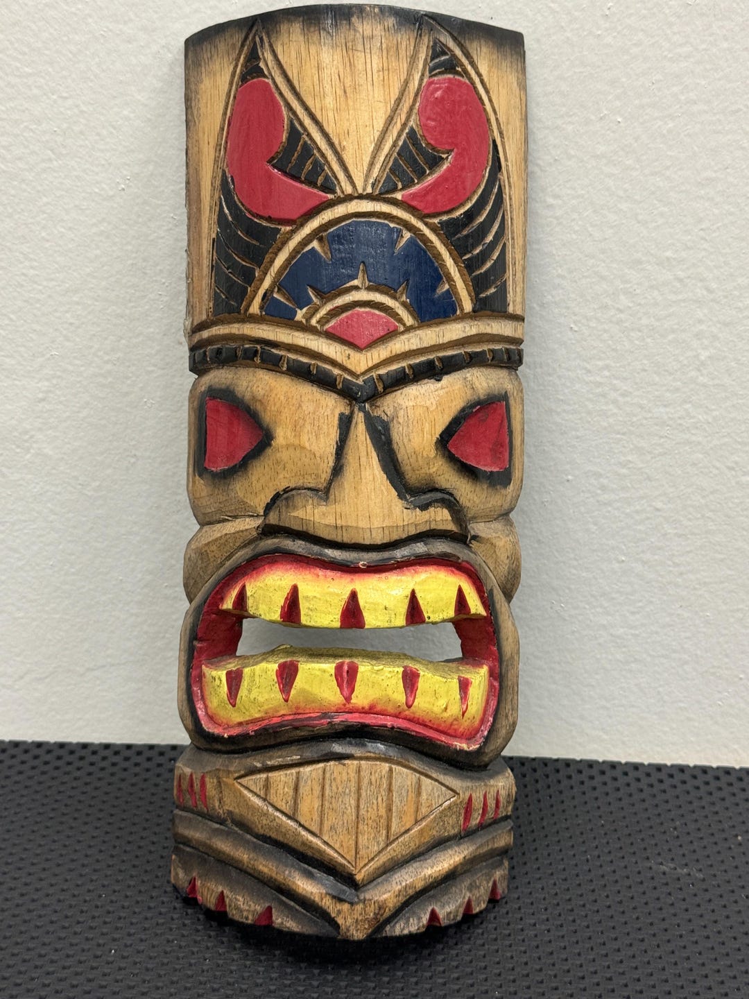 Vintage Carved Wood Tiki Wall Hanging - Etsy