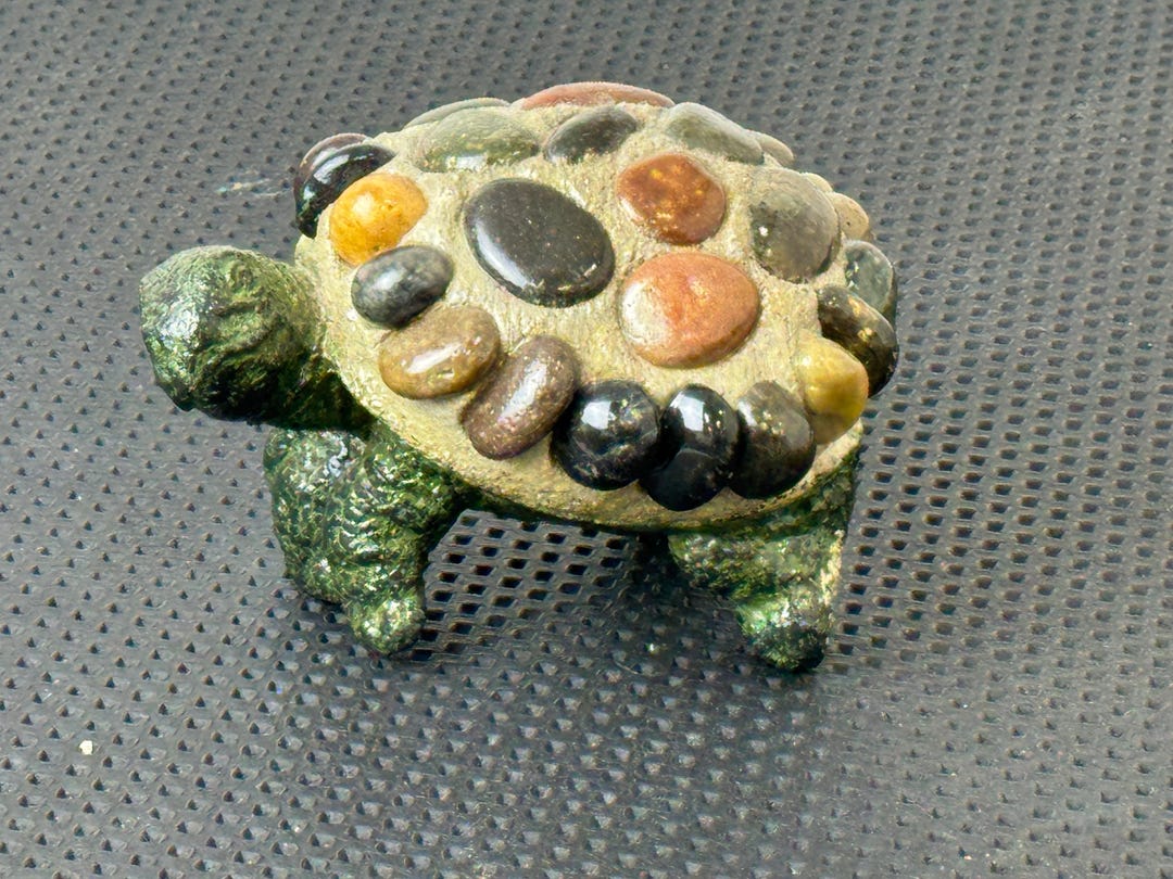 Vintage Stone Turtle With Pebbles - Etsy