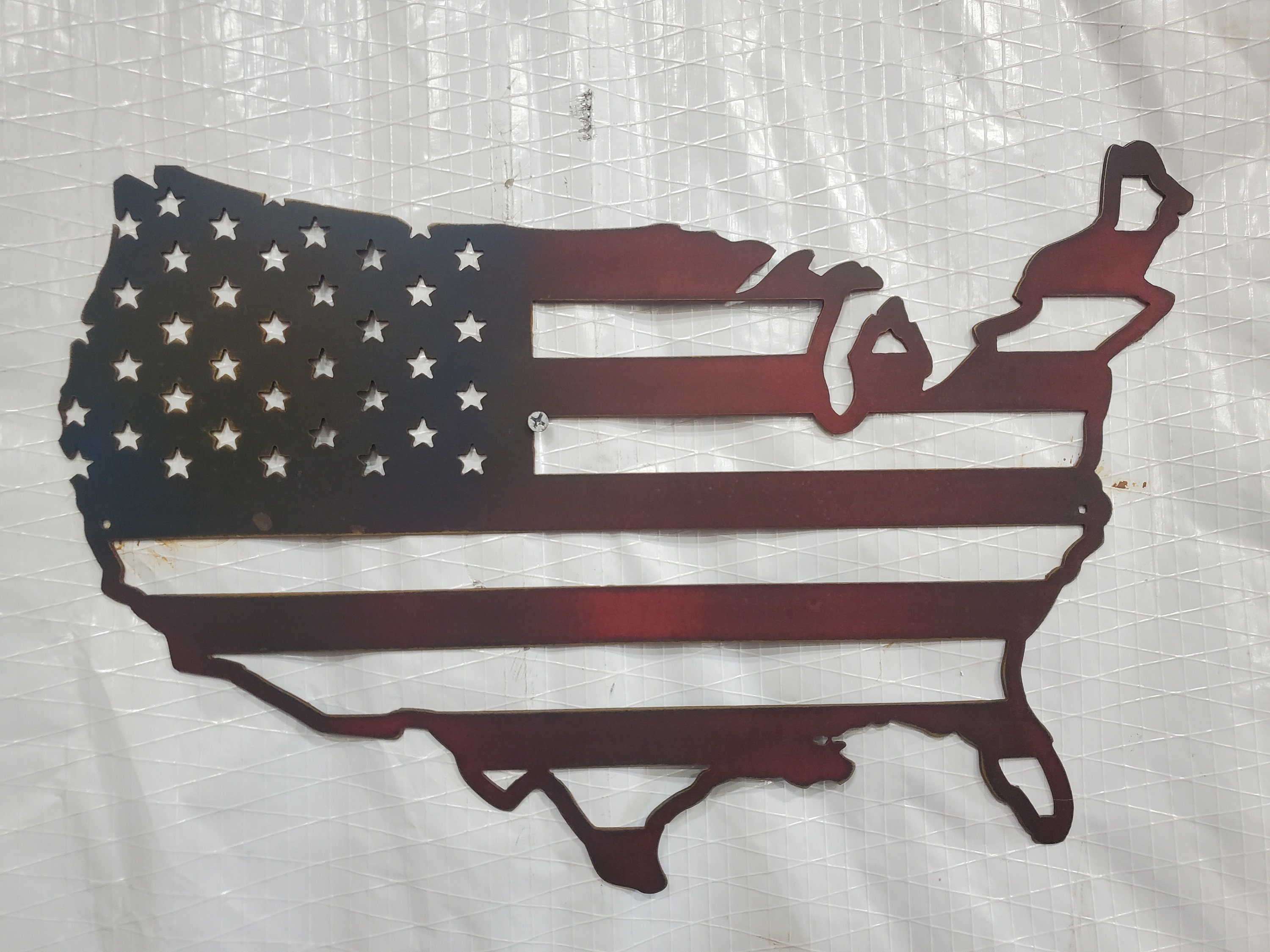Rustic American Metal Flag Usa Made - Etsy