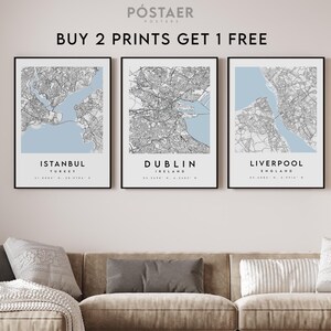 Custom Map Prints, 3 for 2 Offer, Any Location, City Print, City Map ...