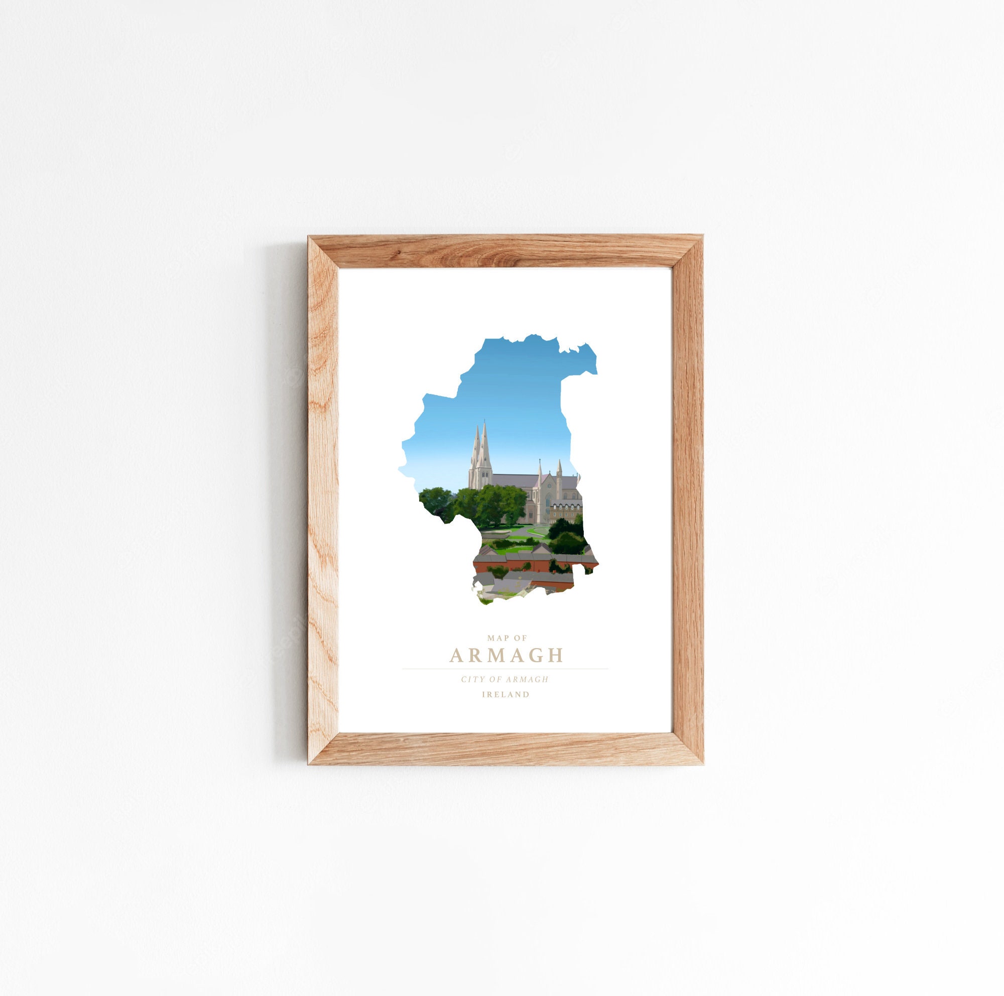 Armagh City Map 1 Armagh City Irish Map Landmark Art - Etsy