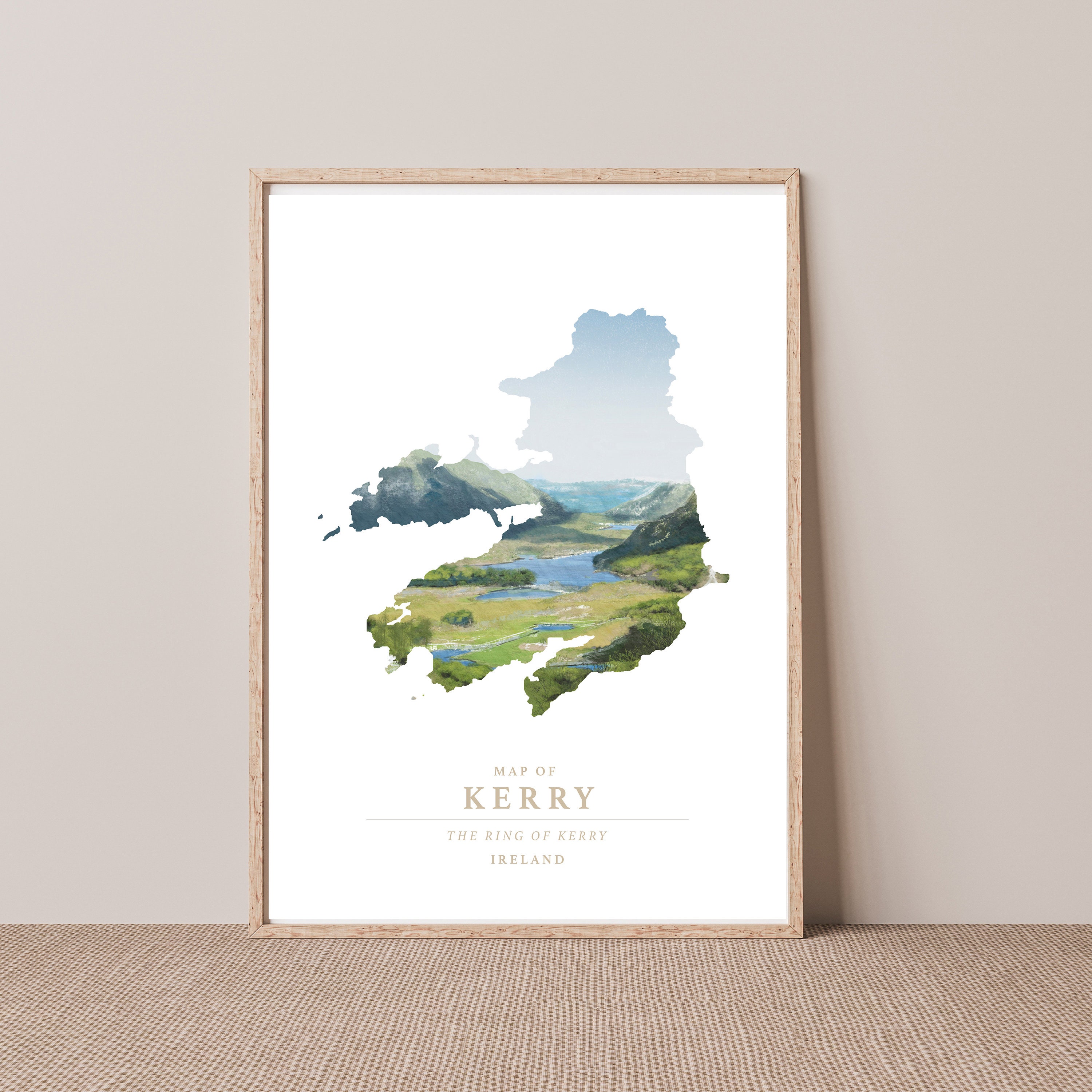 Kerry Map Ring of Kerry Irish Map Landmark Art Irish - Etsy