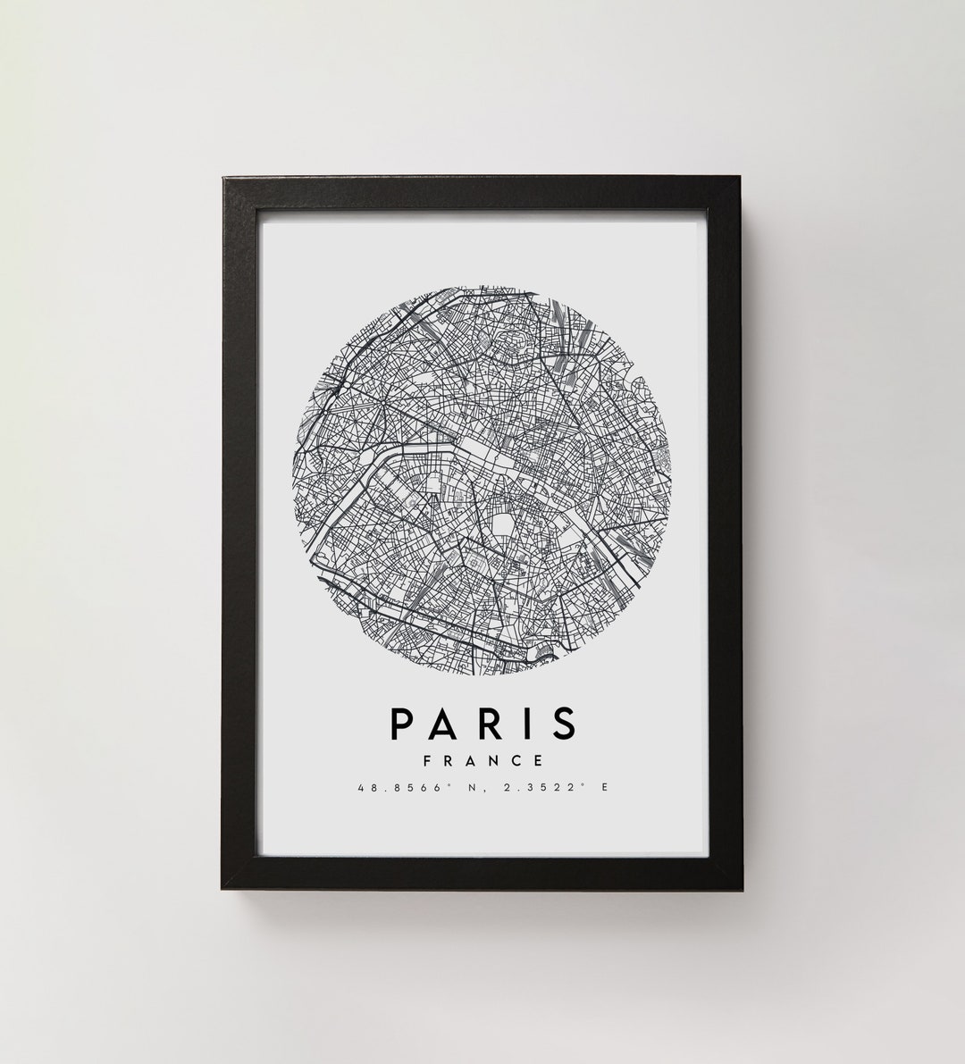 Paris Map Prints, Paris Map Art, Paris City Print, City Map, Circle Map ...