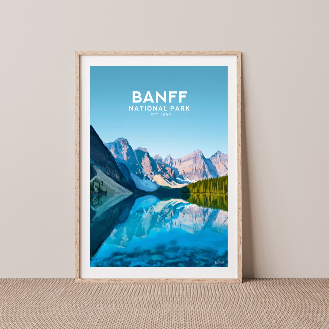 Banff National Park Art Alberta Hand Drawn Illustration - Etsy
