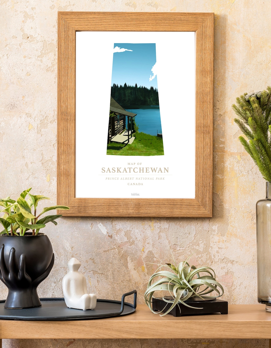 Saskatchewan Map Prince Albert National Park Art Canada Hand Drawn ...