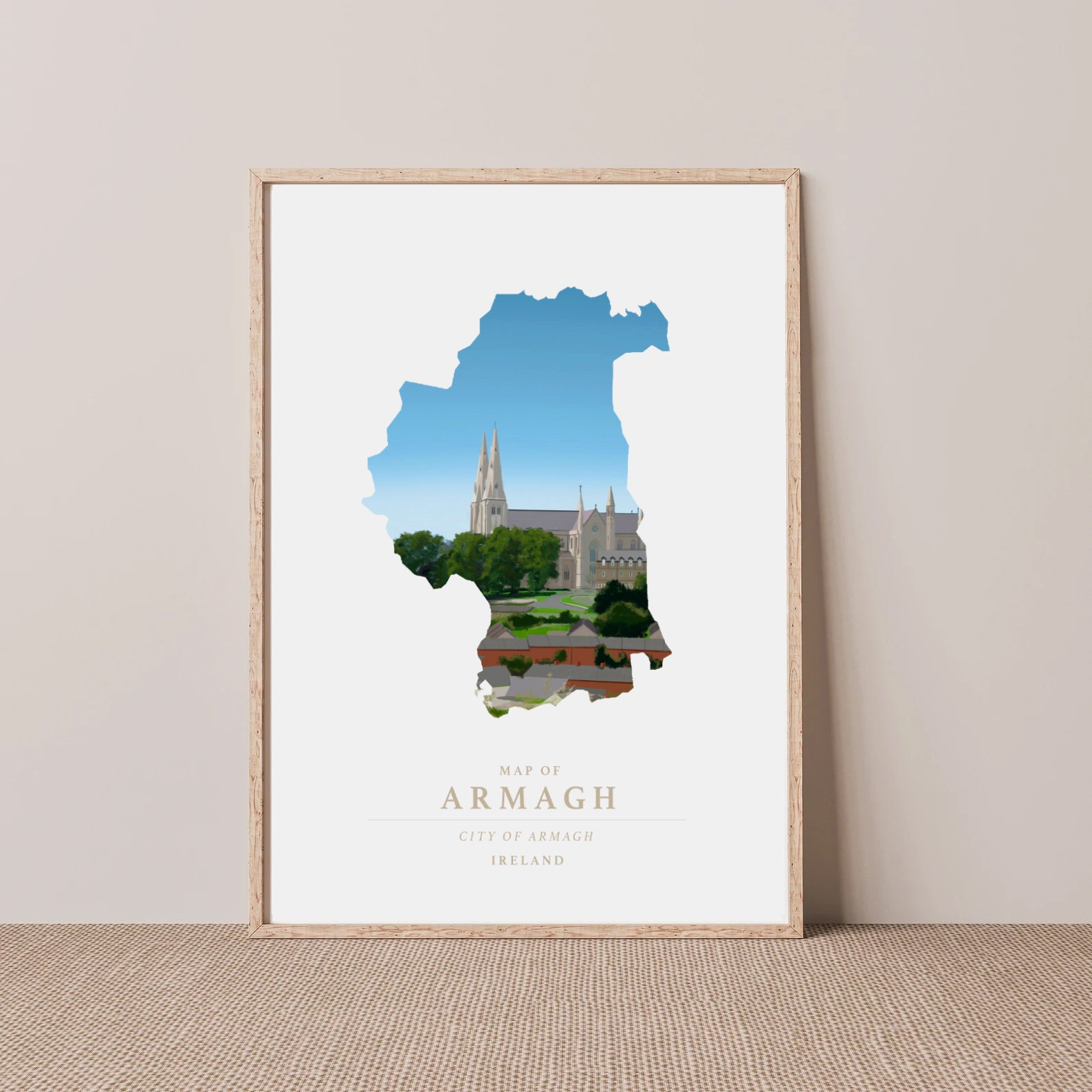 Armagh City Map 1 Armagh City Irish Map Landmark Art - Etsy