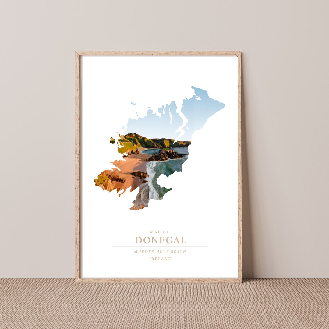Donegal Map 3 Murderhole Beach Irish Map Landmark Art Irish Hand Drawn ...