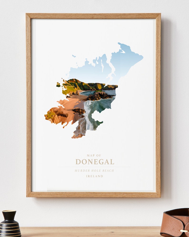 Donegal Map 3 Murderhole Beach Irish Map Landmark Art Irish Hand Drawn ...