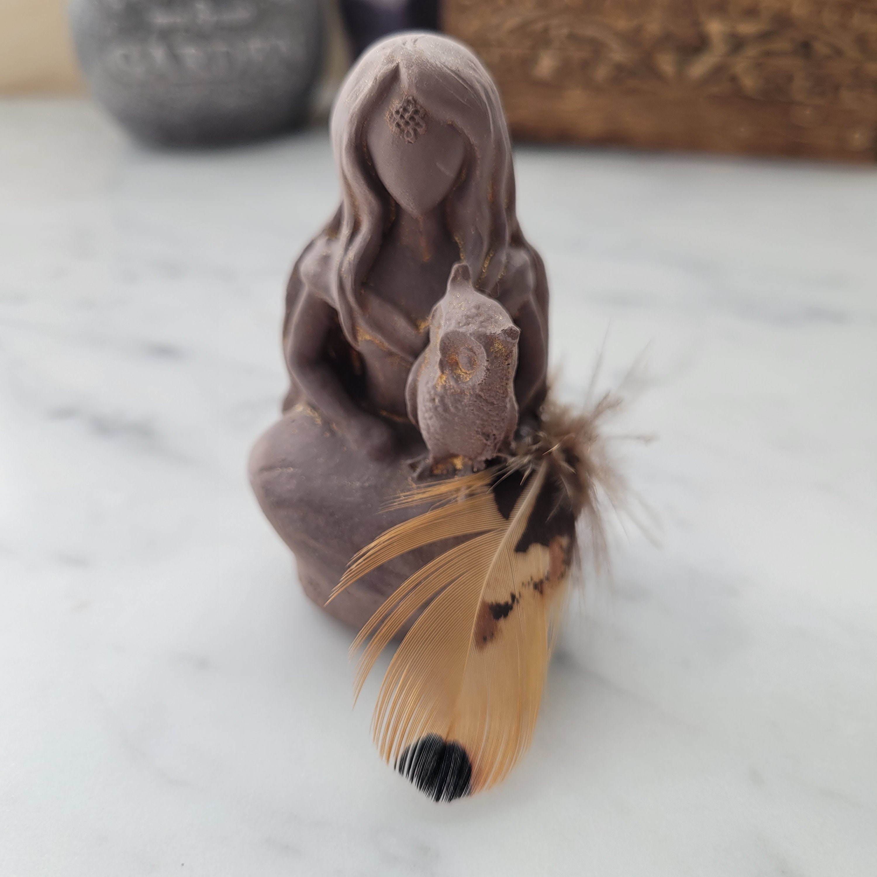 Goddess Athena With Owl Statue Gypsum Statue Goddess - Etsy