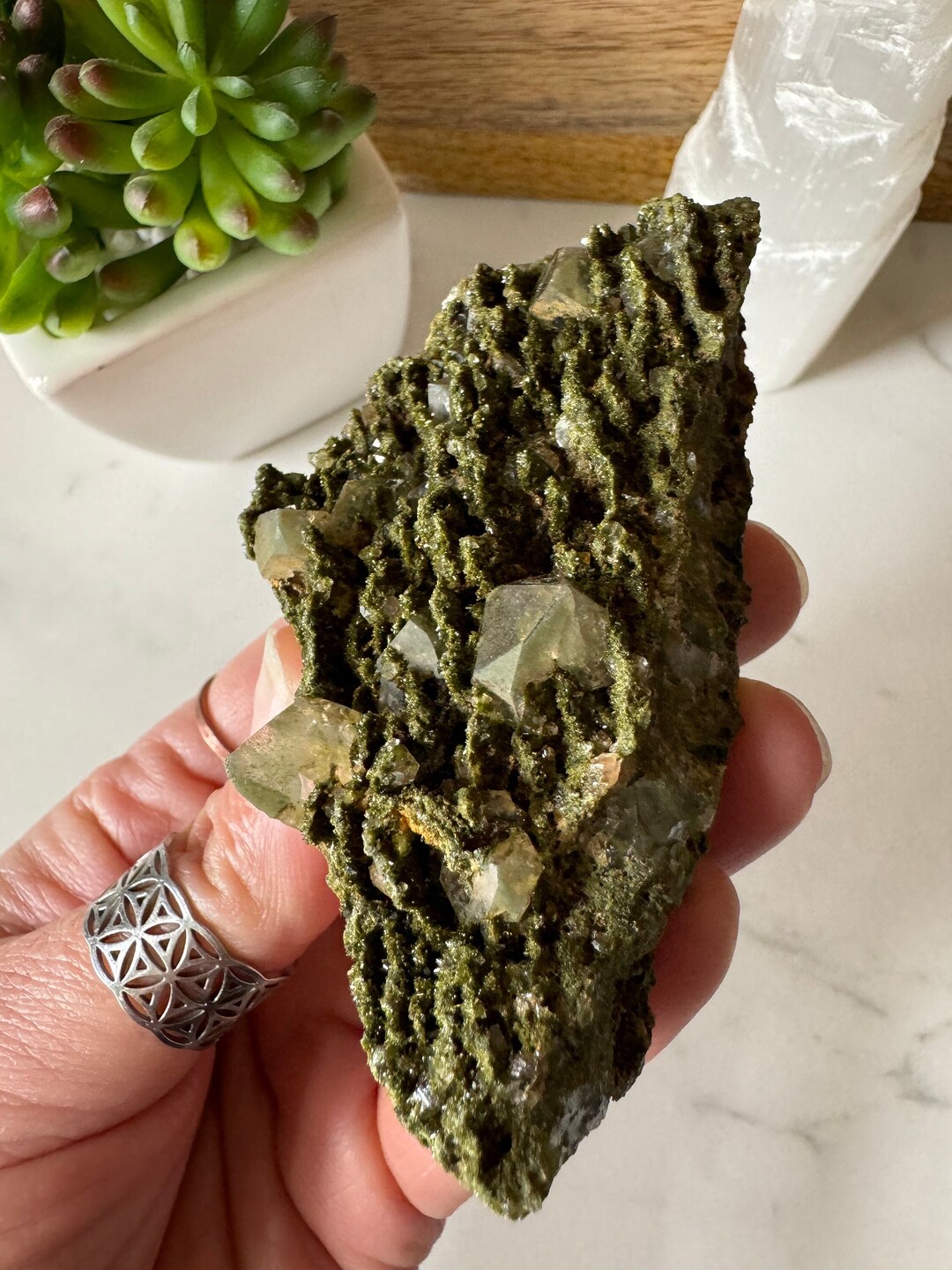 Forest Epidote and Quartz 132g - Etsy