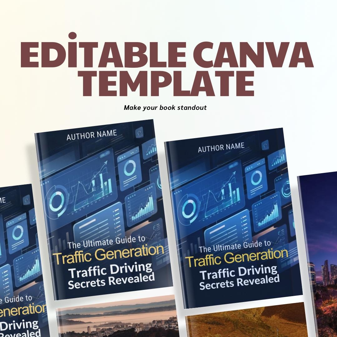 Traffic Generation Book Cover: Digital Marketing Ebook, Canva Template ...