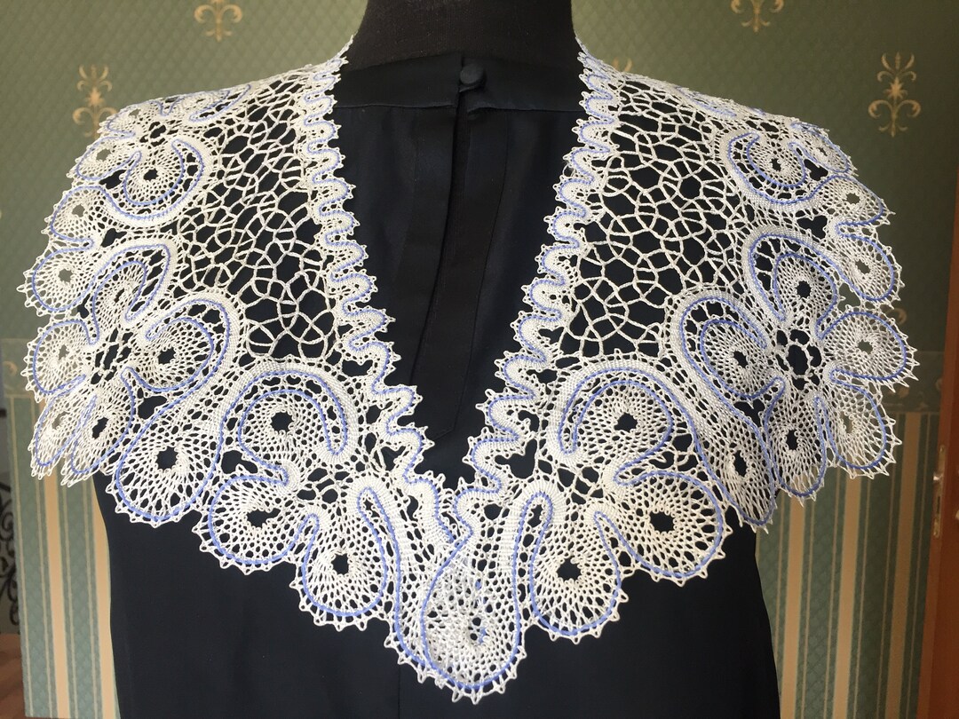 Bobbin Lace PATTERN Digital PDF for Large V Collar. Length 25 " Russian ...