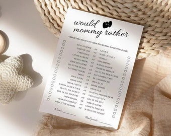 Would Mommy Rather Baby Shower Game Would She Rather Baby Shower Games ...