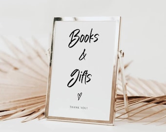 Minimalist Books and Gifts Signs Baby Shower Sign Books Sign Baby Books ...