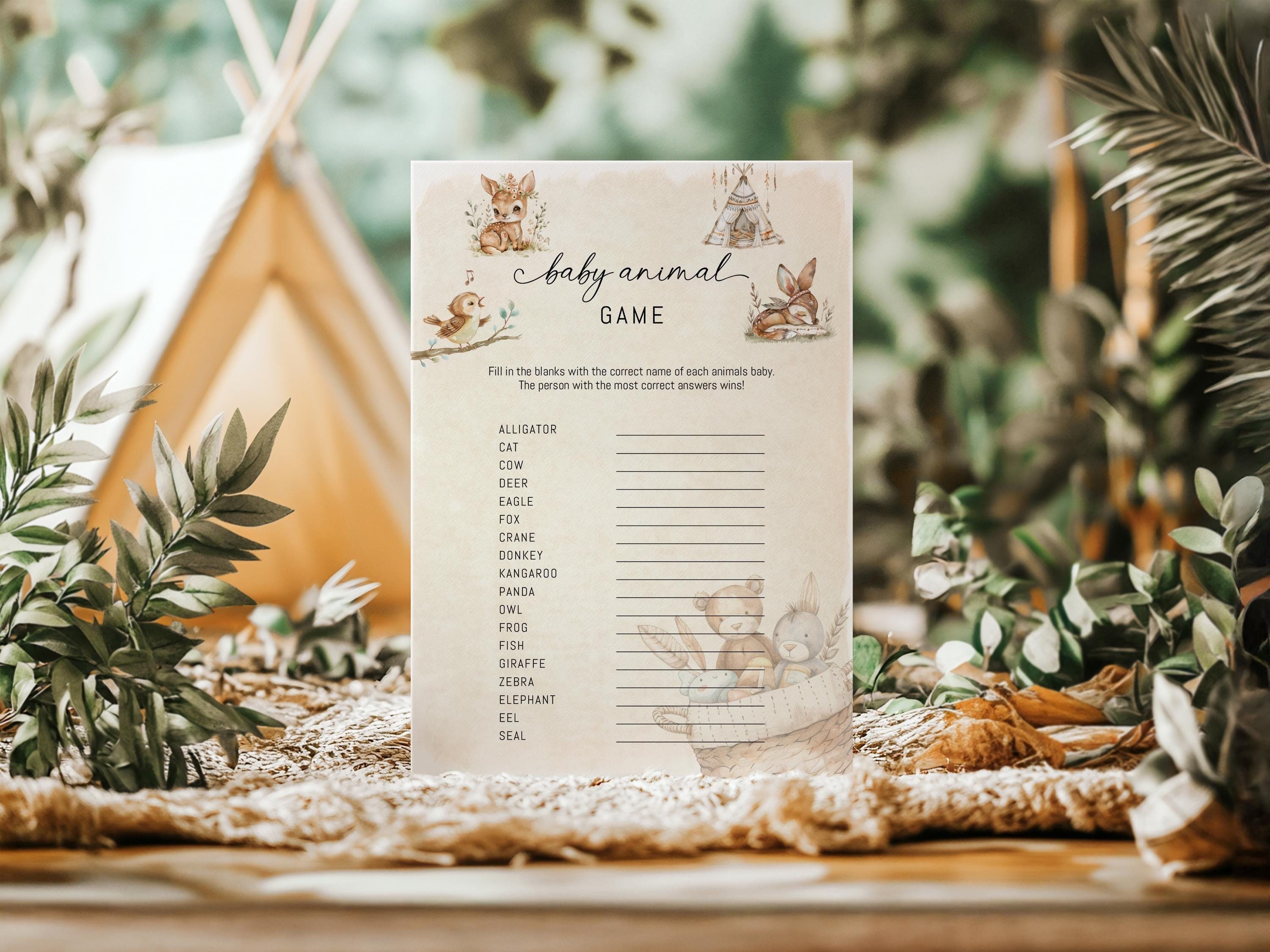 Baby Animal Game | Minimalist Baby Animal Name Game | With Answer Key ...