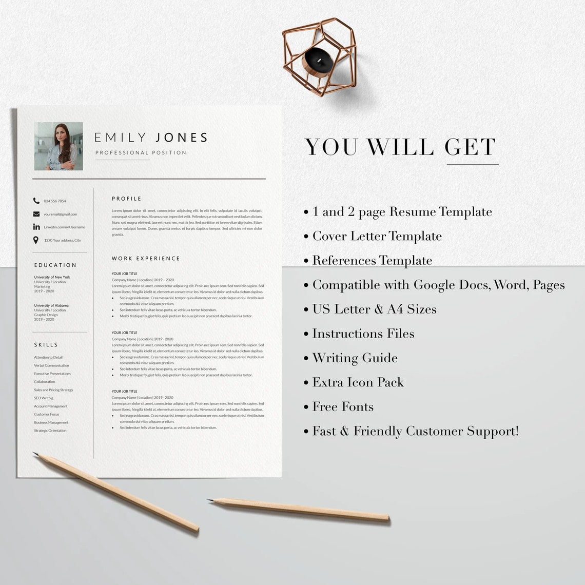 Resume With Photo Template, Resume Template Minimalist, CV Template ...