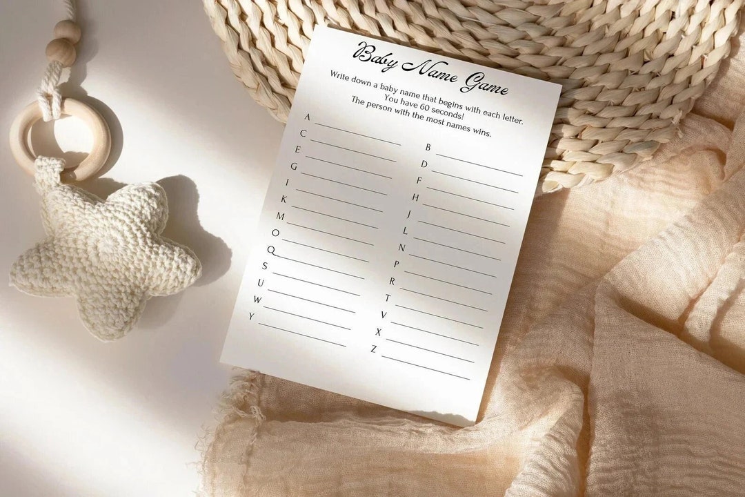 Baby Name Game | Printable Baby Shower Game | Activity Baby Shower Game ...