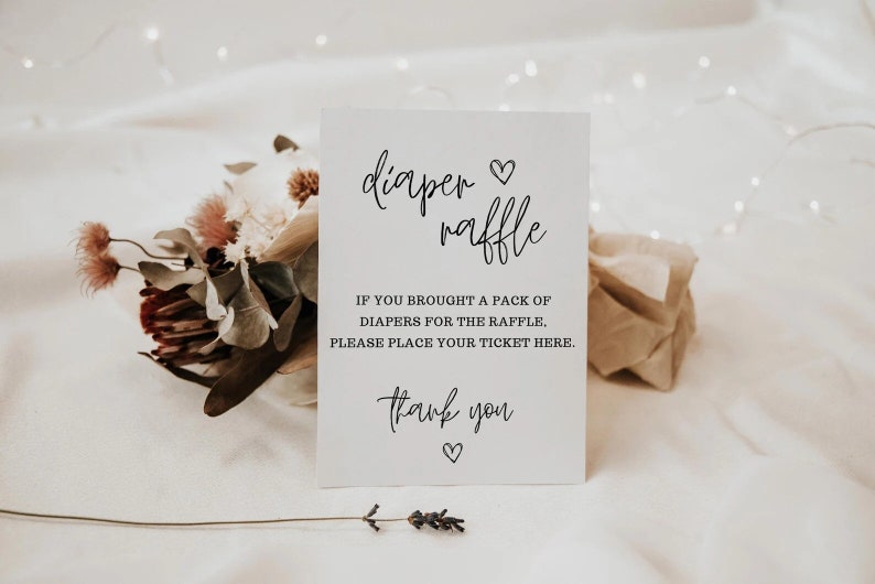 Diaper Raffle Game | Printable Minimalist Baby Shower Diaper Raffle ...
