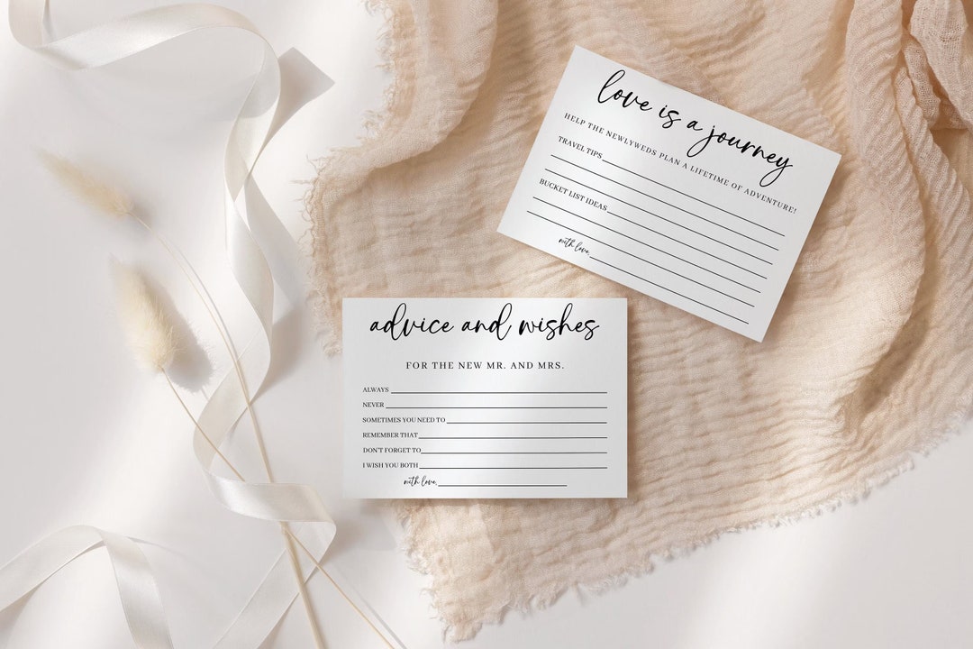 2 Advice and Wishes for the Bride and Groom Card | Wedding Advice Card ...