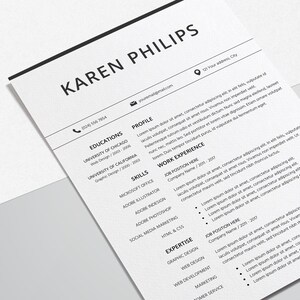 2 Page Resume Template, Standard CV Format ( US Letter and A4 ), CV ...