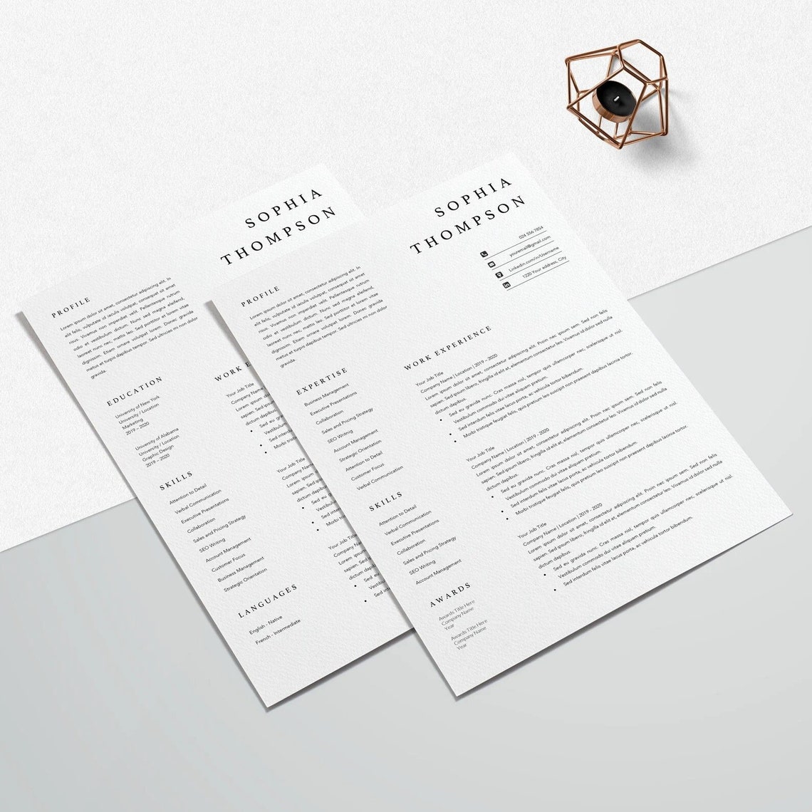 Simple Resume Template Word - Easy CV Template - 2 Page Resume Template ...