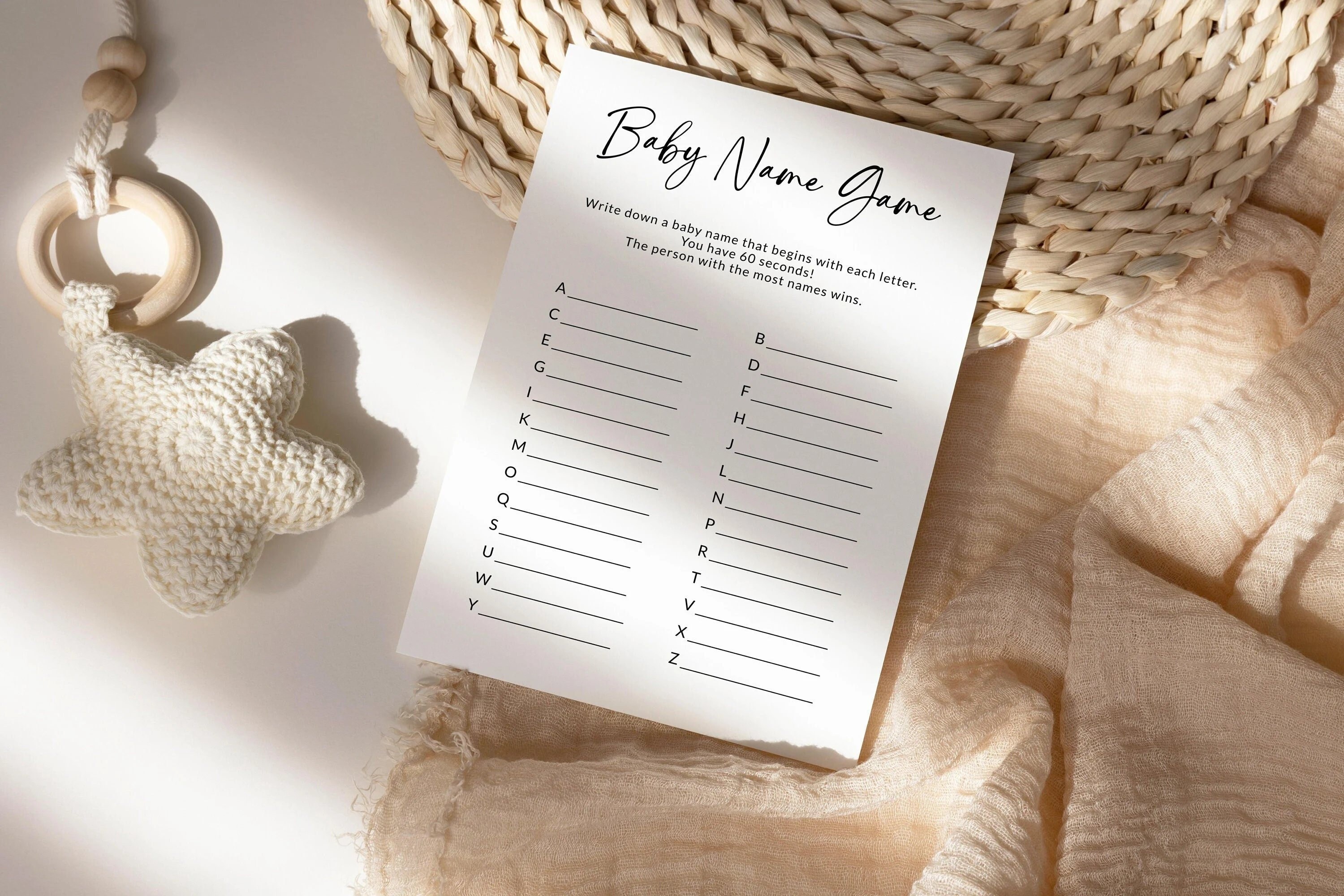 Baby Name Game | Printable Baby Shower Game | Activity Baby Shower Game ...
