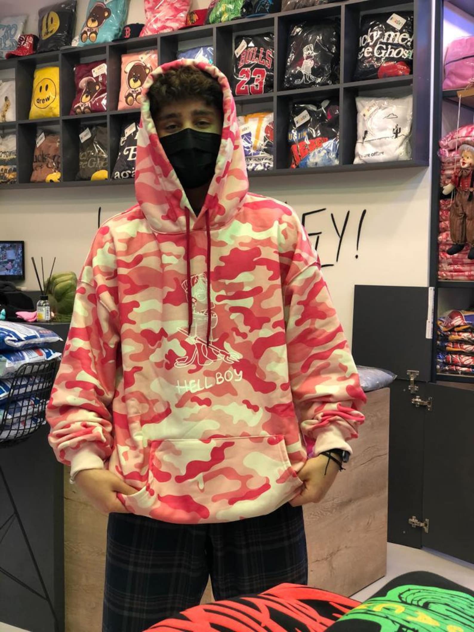 Lil Peep Pink Oversize Hoodie %100 Cotton Hell Boy Hoodie Lil Peep Camo ...